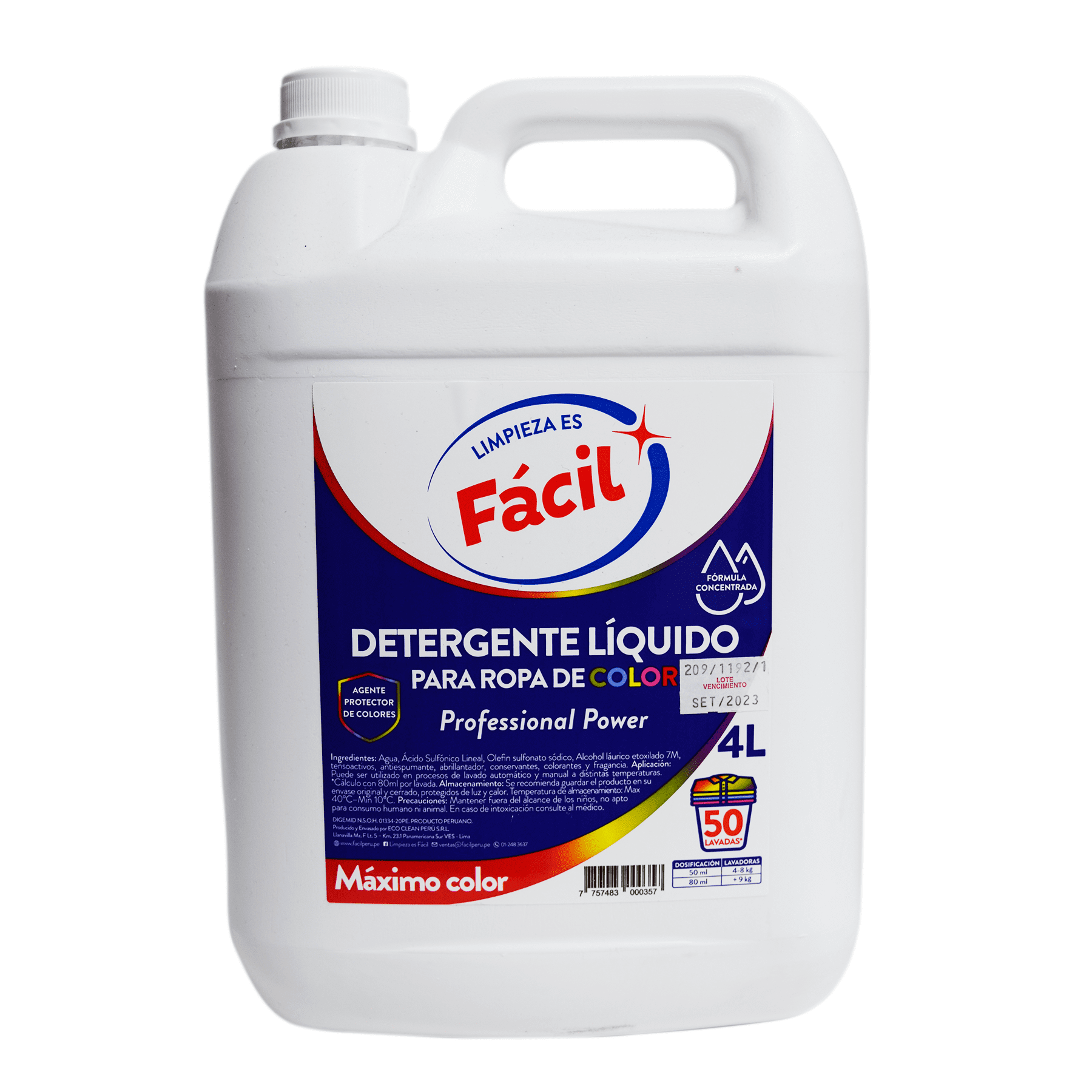 Detergente Máximo Color Galón - Fácil | Uno Más Uno